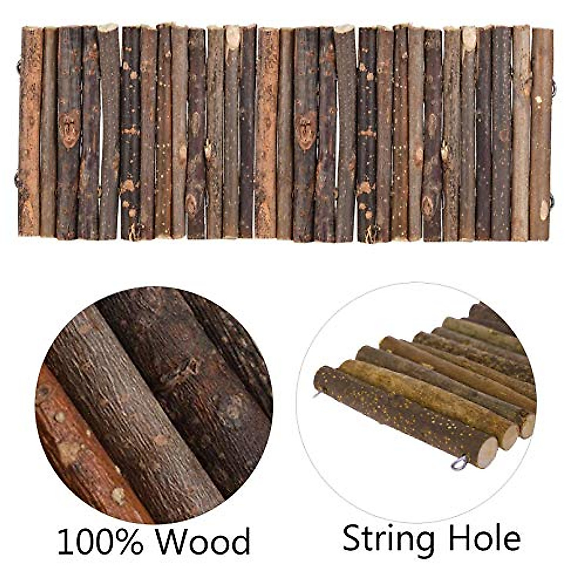 Hamiledyi Wooden Reptile Hideout Bearded Dragon Bendy Bridge Climbing Ladder Hiding Hut Reptiles Hide Cave Habitat Decor for Lizards Gecko Spiders Snakes Tortoise(L:20" x 11.8")