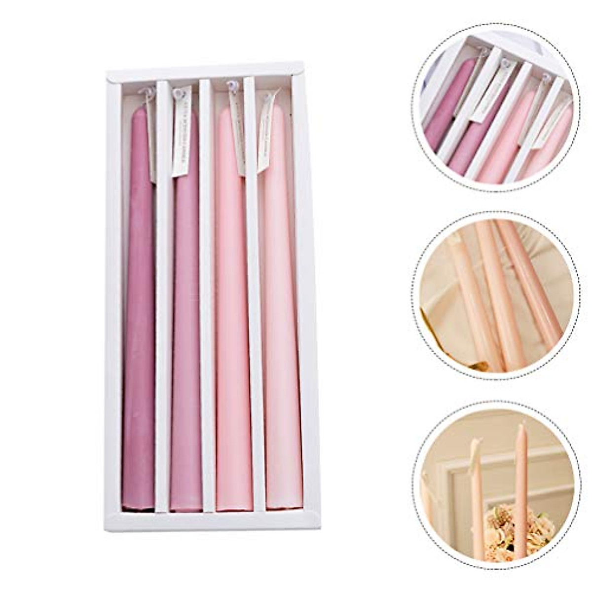 VALICLUD 4pcs Taper Candles Long Pole Scented Candle Smokeless Long Burning Dripless Candles for Wedding Christmas Table Fireplace Mantle Decorations Pink