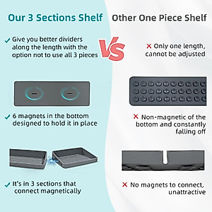 Silicone Magnetic Stove Top Shelf: Over the Stove Spice Rack for 20"/24"/30" Length, Non-Slip Oven Shelf for Top of Stove, Magnetic Shelf for Kitchen Stove with 3 Sections, Shelf for Back of Stove