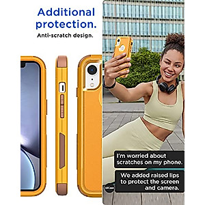 AICase Rugged Case for iPhone XR,Heavy Duty 3-Layer Pocket-Friendly Durable Military Grade Protection Shockproof/Drop Proof Protective Cover for iPhone XR 6.1”_7 Yellow