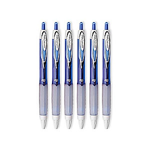 Uni-ball Signo 207 Retractable Gel Pens, Medium Point, 0.7mm, Blue Ink, 6 Count
