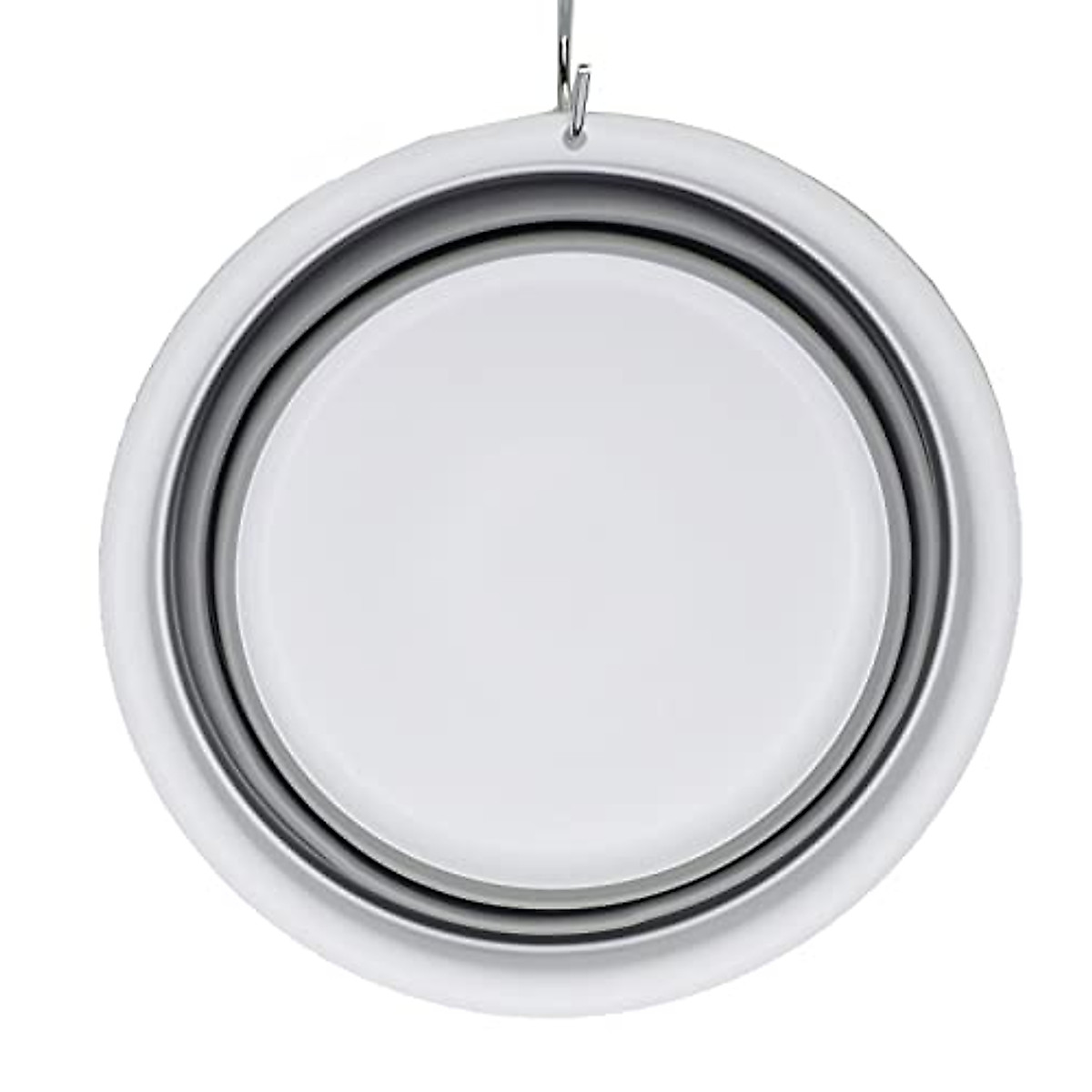 SAMMART 7.5L (1.98 Gallon) Collapsible Tub - Foldable Dish Tub - Portable Washing Basin - Space Saving Plastic Washtub (White/Grey (Set of 2))