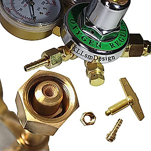 KLLsmDesign Dual Welding Gas Gauges, Oxygen (CGA-540) and Acetylene (CGA-510) Regulators Combo (2 PCS), Gauges Gas Welder Regulator