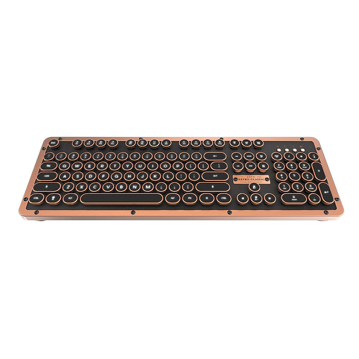 Azio Retro Classic Bluetooth 5.0 (Artisan) - Wireless/USB Wired Vintage Backlit Leather Mechanical Keyboard for PC/Mac (MK-RETRO-L-03B-US)