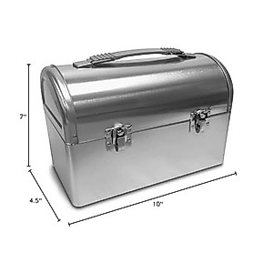 Plain Metal Dome Lunch Box - Silver