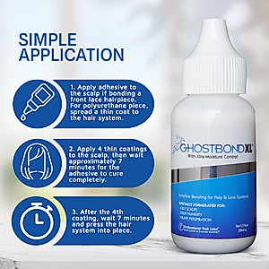 GHOSTBOND XL Hair Replacement Adhesive 1.3oz- Invisible Wig Bonding Glue: Water & Oil-Resistant, Non-Toxic, Light Hold for Secure and Natural-Looking Poly and Lace Hairpiece, Wigs & Toupee Systems