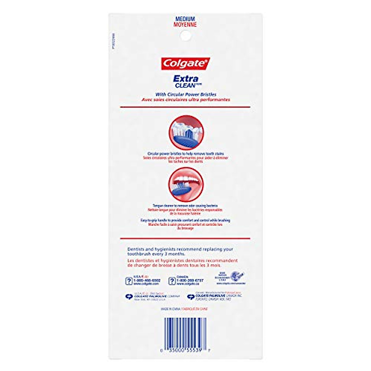 Colgate Extra Clean Toothbrush, Medium Toothbrush for Adults, 6 Count (Pack of 1)