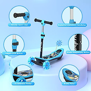 isinwheel Mini Electric Scooter for Kids Ages 3-12, 3-Wheel Electric Scooter for Toddler Boys/Girls, Electric Kick Scooter for Kids with Long Battery Life, Flashing LED Wheels, 3 Adjustable Height