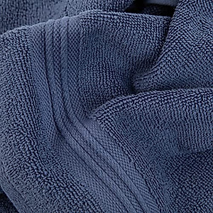 Sticky Toffee Blue Hand Towels Set for Bathroom, Oeko-Tex Terry Cotton, Soft and Absorbent Hand Towel, 500 GSM, Set of Two, 16 in x 28 in