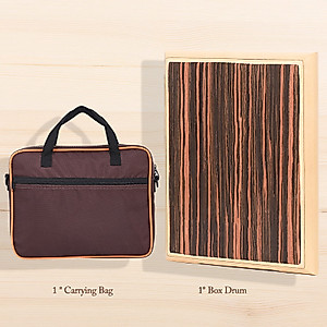 summina Compact Travel Box Drum Cajon Flat Hand Drum Percussion Instrument with Adjustable Strings Carrying Bag
