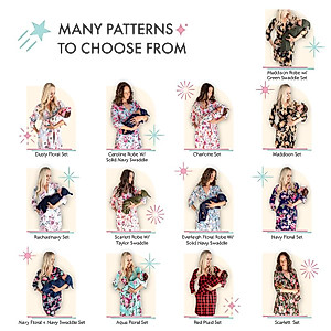 DOUBLE THE SPRINKLES Maternity Robe & Swaddle Set, Mom & Baby Me Outfits Matching, Hospital Gown, Blanket & Hat.