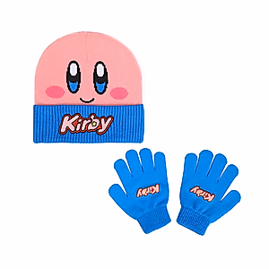 Kirby Youth Cuffed Beanie and Matching Gloves Set Multicolored