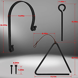 Triangle Dinner Bell Including Metal Hanger and Call Striker, Classical Cast Steel Cowboy Western Dinner Calling Bell for Chuck Wagon Décor