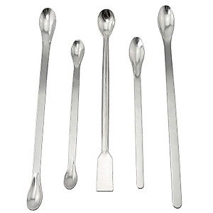 Longdex Reagent Spoon 5PCS 304 Stainless Steel Micro Scoop Lab Sampling Spoon Lab Spatulas Scoop