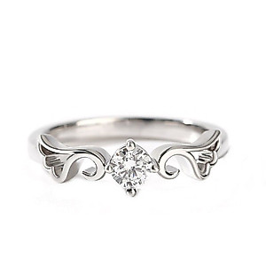 Jeulia Angel Wings Round Cut Engraved Sterling Silver Ring Engagement Cubic Zirconia Couple ring Diamond Wedding Bands for Women Men Anniversary Bridal Promise Rings (Silver, 7)