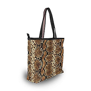 QMXO Snake Skin Print Handbags and Purse for Women Tote Bag Large Capacity Top Handle Shopper Shoulder Bag
