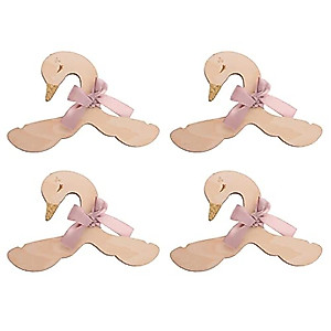 Milageto 4pcs Children Baby Boy Girl Swan Wooden Hangers House