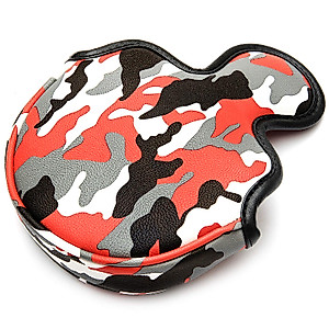 SHABIER Unisex Golf Headcover Flag Pattern Half Golf Putter Headcover White Golf Clubs Putter Head Cover (Small Round red)