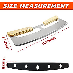 14 Inch Pizza Cutter, Mezzaluna Chopper, Mezzaluna Salad Chopper, Pizza Cutter Rocker Knife With Wooden Handle, Large Pizza Knife Tool…