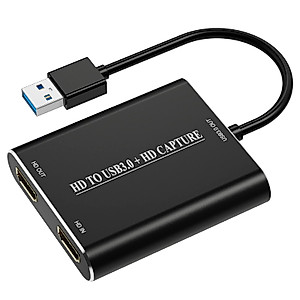 HDMI Video Capture Card,HDMI to USB 3.0 Device,Full HD 1080P 60fps Live Game Capture Recording Box With HDMI Loop-out Support Windows 7/8/10 Linux Twitch for PS3/4 Switch Xbox Streaming and Recording