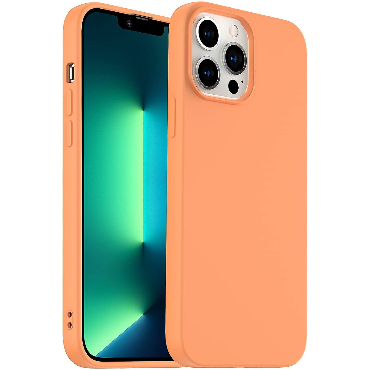 Amytor Designed for iPhone 13 Pro Max Case, Silicone Ultra Slim Shockproof Phone Case with Soft Anti-Scratch Microfiber Lining, [Enhanced Camera Protection] 6.7 inch (Coral)