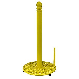 Home Basics Sunflower Cast Iron Paper Towel Holder with Dispensing Side Bar Free-Standing Kitchen Countertop, Dinning, Yellow