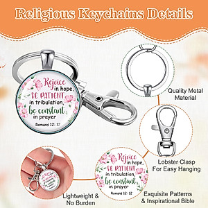 Sasylvia 20 Pcs Christian Keychains for Women Inspirational Scripture Quote Religious Keychains Bible Verse Gifts for Prayers(Flowers)