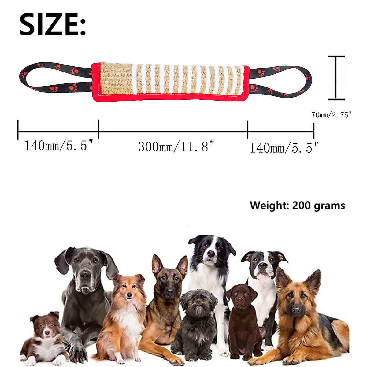 Clysoru Dog Tug Toy Dog Tough Jute Bite Pillow - Durable Training Equipment - Puppy to Large Dogs Interactive Toy.