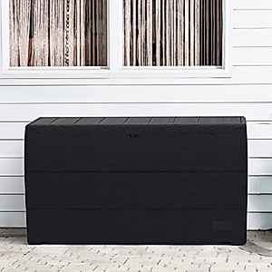 Duramax 71 Gallon Outdoor Furniture Organizer Storage Box Bench with Wheels and Side Handling Grip for Patio, Deck, and Garden, Brown