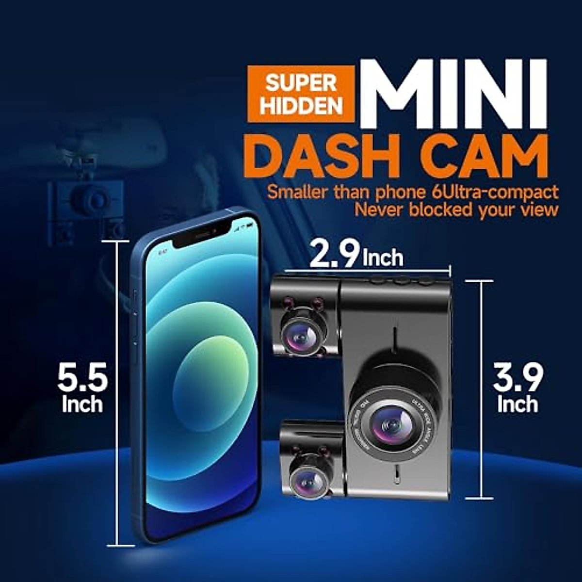 HUPEJOS V7 360° 4 Channel Dash Cam with Type-C Hardwire Kit with Radar Detection