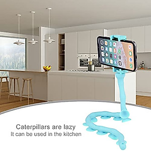 Mikikit Wall Flexible Home Holder,Lazy Tile, Stand Mount Desk for Support, Cup Sky- Blue Support Living Stents Clamp Motorcycle Worm Suction,Suction Kitchen Phone Room Sky-Blue Pillar