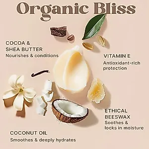 4 Pack Organic Vanilla Bean & Honey Lip Balm - Natural Lip Moisturizer Gifts for Men, Women & Kids