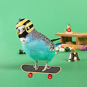 Frienda 4 Pieces Bearded Dragon Accessories Bearded Dragon Funny Toy Lizard Helmet Hat and Mini Skateboard for Lizard Bearded Dragon Hamster Parrot Reptile Small Animals