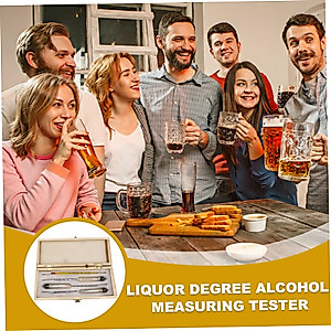 CUCUFA Alcohol Hydrometer, 3Pcs 0-100 Proof Alcohol Tester, Alcohol Meter with Thermometer & Wooden Box, Beer Making Testing Kit, Home Brew Equipment
