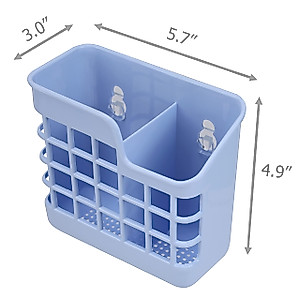 EIKS Plastic Utensil Holder Silverware Organizer Cutlery Drying Rack with Wall Mount Self Adhesive, Having 2 Divided Compartments - Total 2 Pack