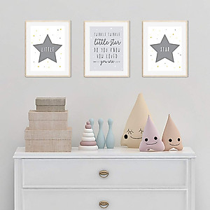 Andaz Press Unframed Baby Kids Room Nursery Wall Art, 8.5x11-inch, Twinkle Twinkle Little Star Do You Know How Loved You Are, Black and White Modern Scandinavian, 3-Pack, Baptism Christening Gift Idea