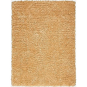 Nourison Lush Shag Modern & Contemporary Gold 7'10" x 9'10" Area -Rug, Easy -Cleaning, Non Shedding, Bed Room, Living Room, Dining Room, Kitchen (8x10)" }