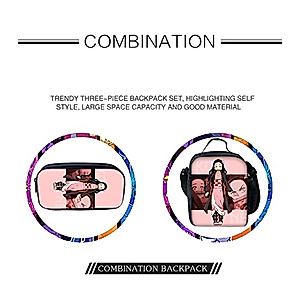 KXQWB Daily Backpack Travel Backpacks With Lunch Bag Pencil Bag Set 3 pcs Set Novelty Anime Backpack B