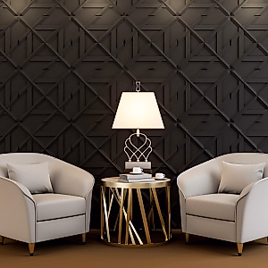 Art3d PVC 3D Wall Panel, Decorative Wall Tile in Black 12-Pack 19.7"x19.7"