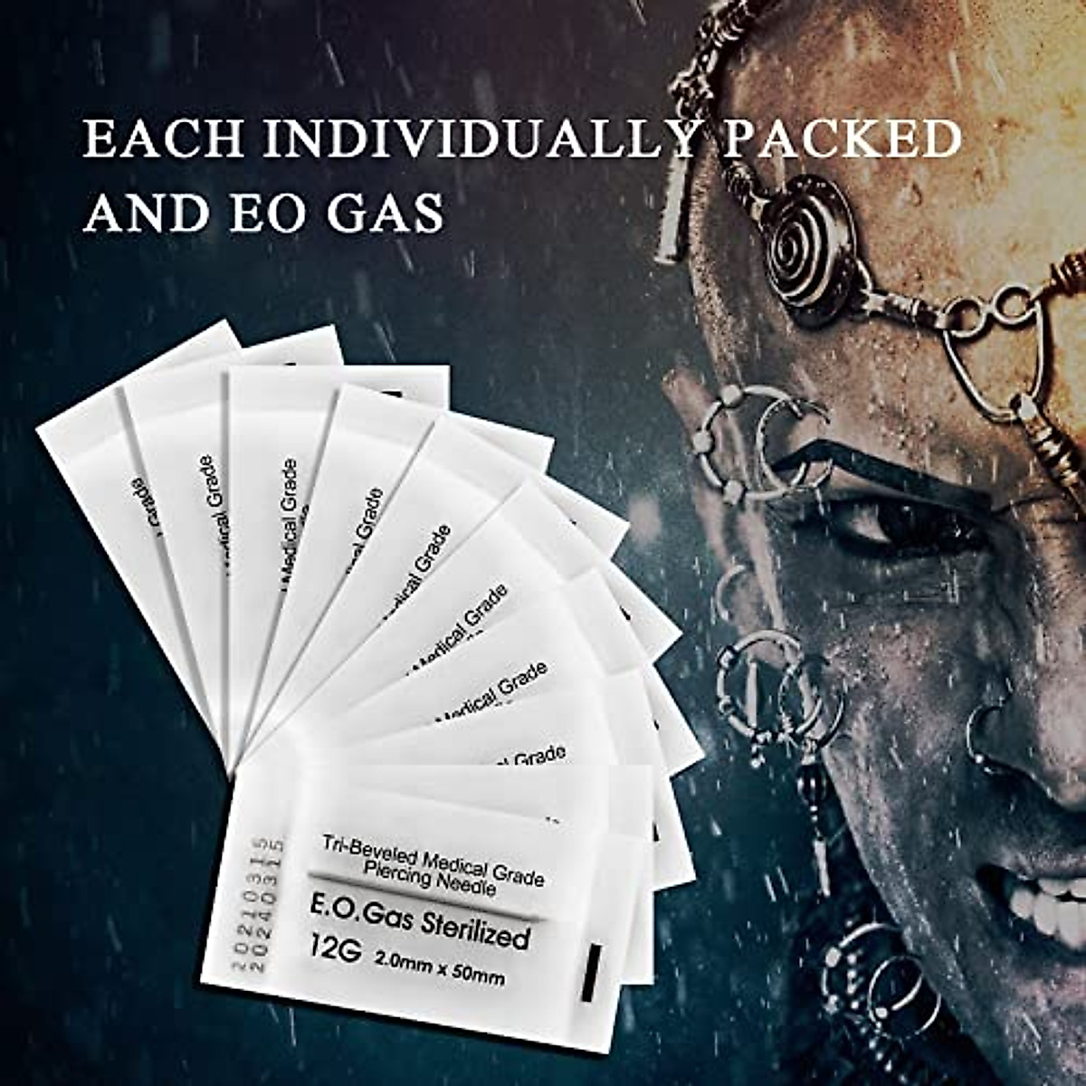 100pcs Ear Nose Piercing Needles,CINRA Body Piercing Needles Tattoo Supply Assorted 12G Size Body Art Piercing Needles Tool for Piercing Supplies (12G)