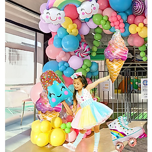 Pastel Candyland Balloon Garland Kit 160pcs Pink Purple yellow Candy ice cream balloon arch for two Sweet one Summer Sprinkle birthday party decorations