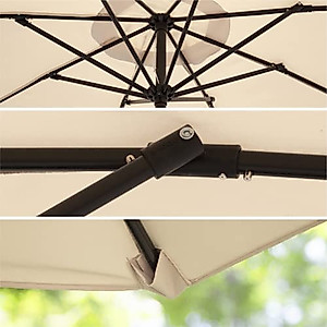 Above Click 9' Patio Outdoor Umbrella with Replaceable OneClick Steel Ribs, 1 Extra Steel Rib, Crank Controls, and Two Tiered Vents - Patio Umbrellas for Garden, Backyard, and Pool (Beige)