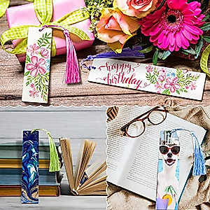80 Pcs Sublimation Blank Bookmark Heat Transfer DIY Bookmark Sublimation Bookmarks with Hole and 80 Pieces Colorful Tassels for Women Men DIY Crafts Projects Birthday Wedding