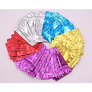 100 Pieces Colorful Self Sealing Zip Mylar Packing Pouch Storage Food Accessory Snack Package Bags Heat Seal Tear Notches Aluminum Foil Wholesale Food Grade Pouches (Color Random) (7.5x6.5cm)