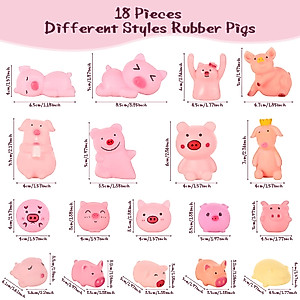 18 Pcs Rubber Pig Bath Toys Cute Rubber Piggy Bath Toy Tiny Pig Bathtub Toys Mini Pink Pigs Preschool Bath Toys Float Squeak Toys Birthday Gift for Shower Pool Beach Party Decorations