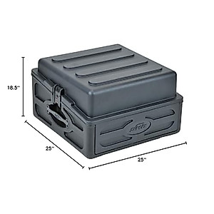 SKB Cases 1SKB-R102 10x2 Roto Rack/Mixer Console, 10U Slanted Rackmount on top, 2U rackmount in front, Steel Threaded Rails, Hard Lid and Doors, Side Access Ports for Cable Routing