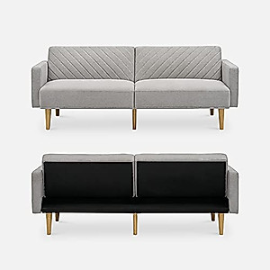 mopio Chloe Futon Sofa Bed, Convertible Sleeper Sofa, Couch, Loveseat, with Tapered Legs, 77.5", Splitback Sofa, Small Couches for Living Room