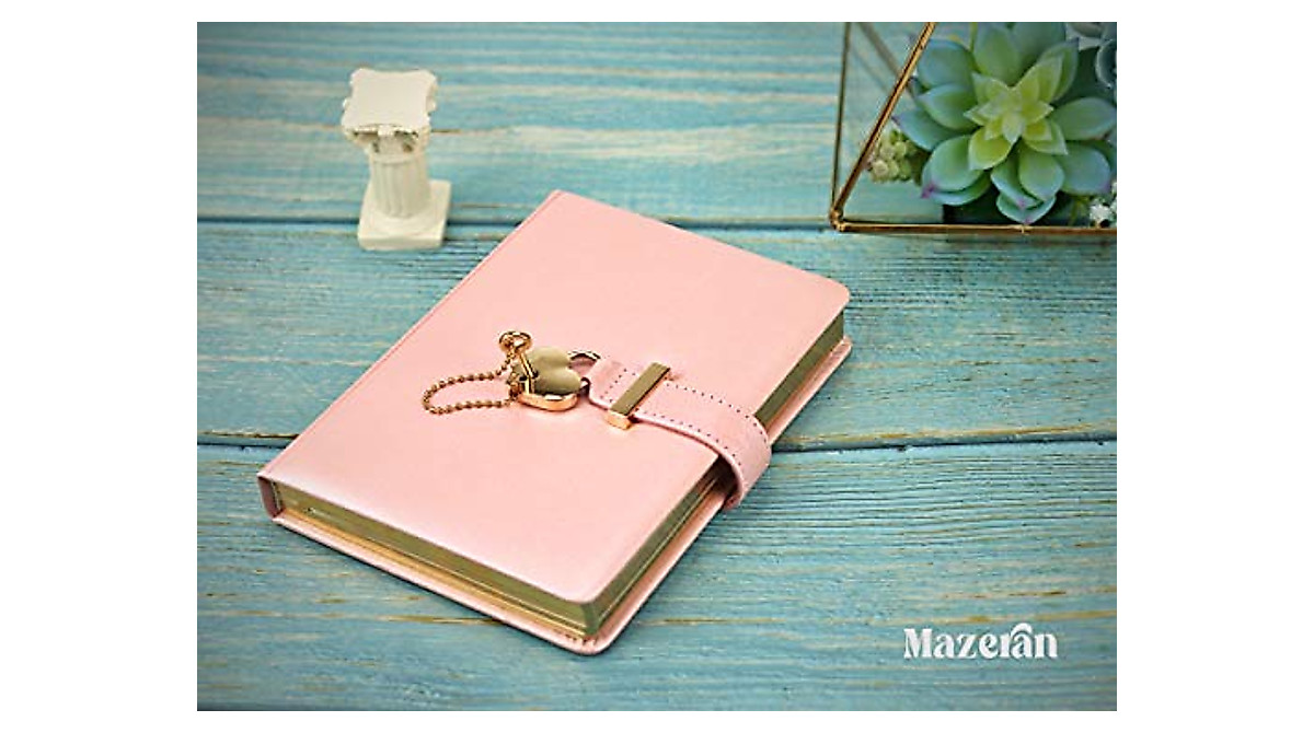 Elegant Heart Lock Journal with Gold Edges and PU Leather Cover