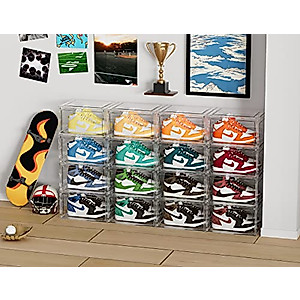 HOMIDEC Shoe Storage, 6 Pack Shoe Organizer, Shoe Boxes Clear Plastic Stackable, Closet Organizers and Storage for Display Sneakers, Heels, Purse, Collectibles, Makeup