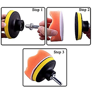 GOH DODD 33 Pieces 4 Inch Buffing Polishing Pads, Car Foam Drill Polishing Pad Kit Sponge Pads Buffer Polisher Kit Headlight Restoration Kit with Wool Pads for Car Polishing, Waxing and Cleaning